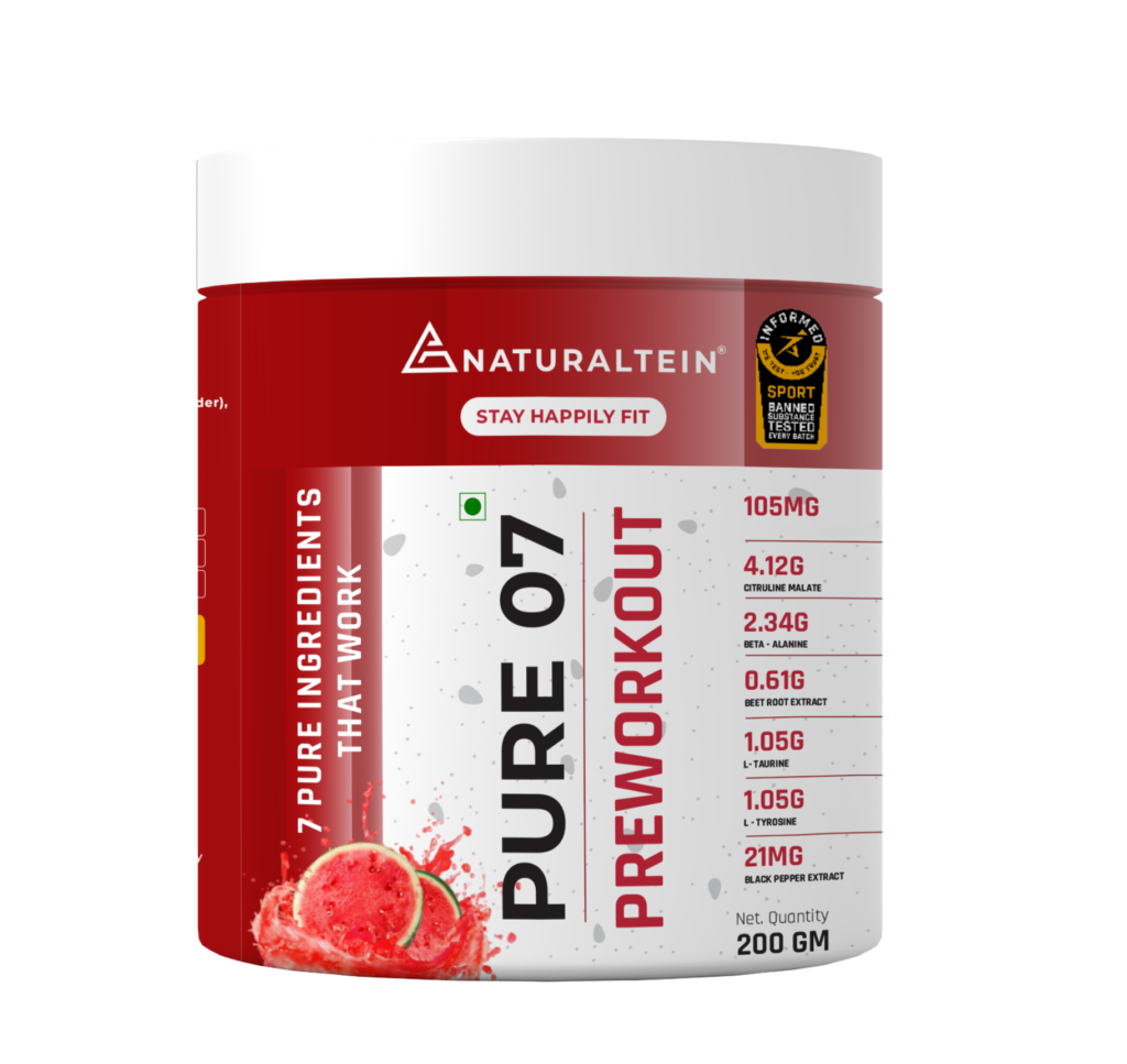 NATURALTEIN Pure 07 Preworkout Supplement Powder – Watermelon Flavour ...