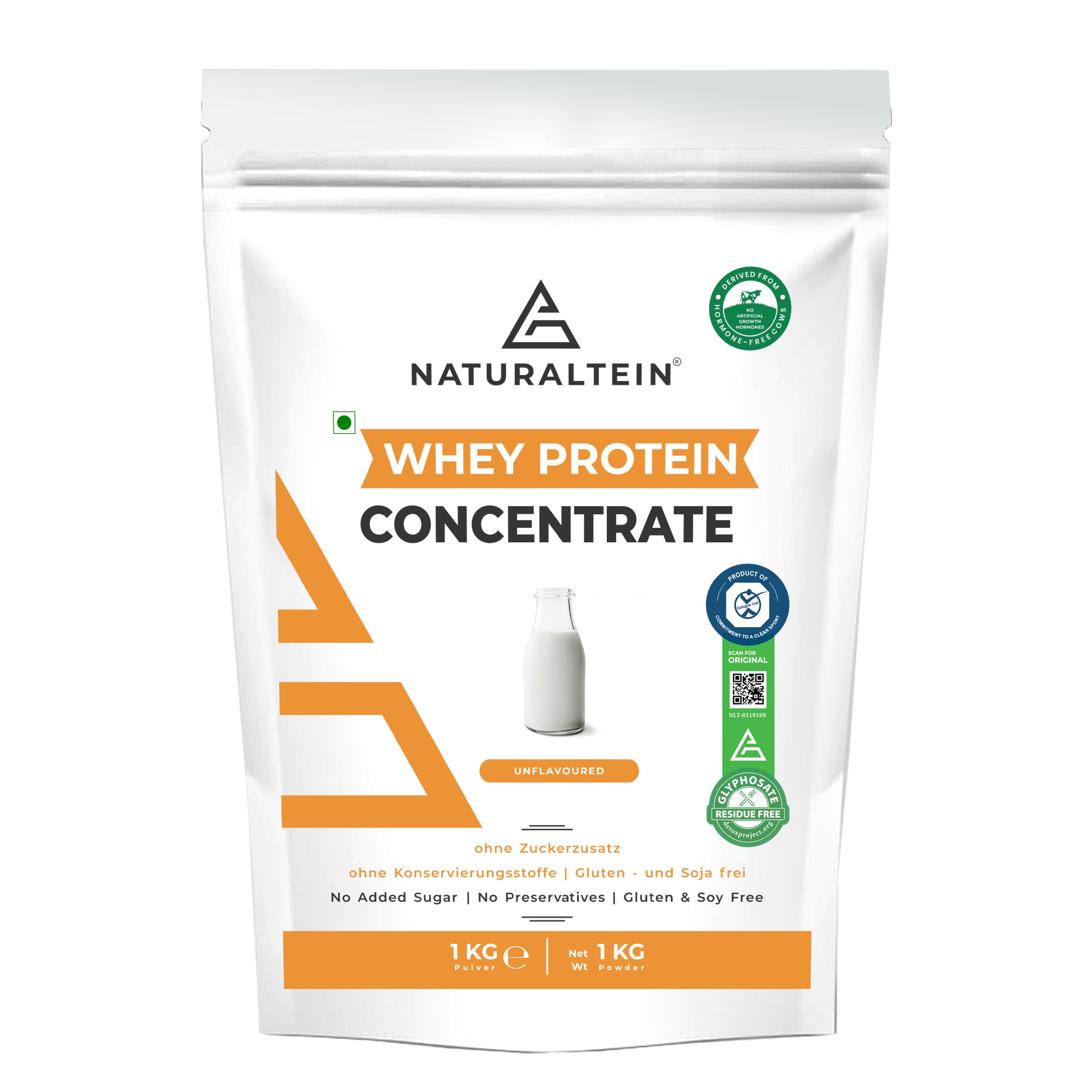 NATURALTEIN – Whey Protein Concentrate Unflavoured (1 Kg , 24 G Protein ...